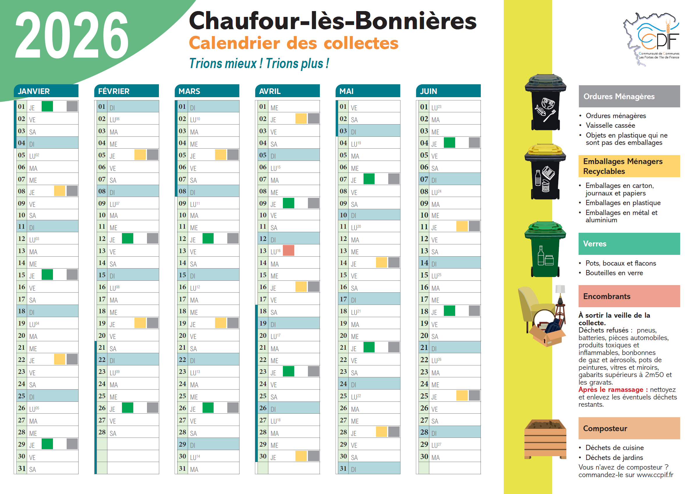 Les calendriers de collectes 2026 sont arrivés - CC PIF (78)
